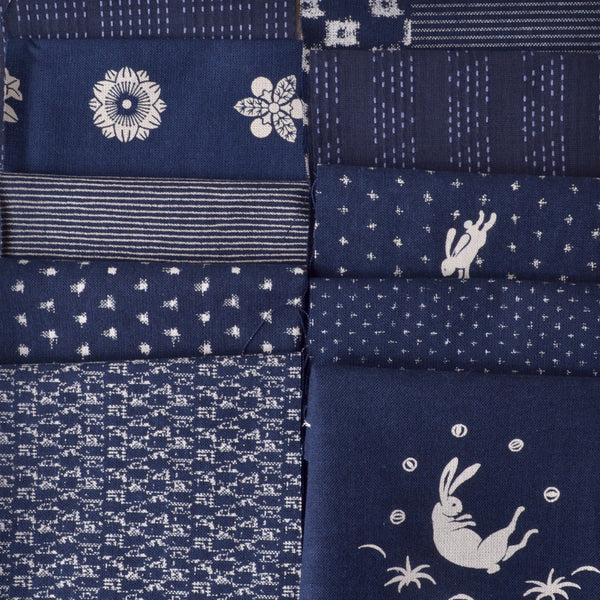 Traditional Japanese Wagara Fabric with Bunnies Blocks - A Threaded Needle