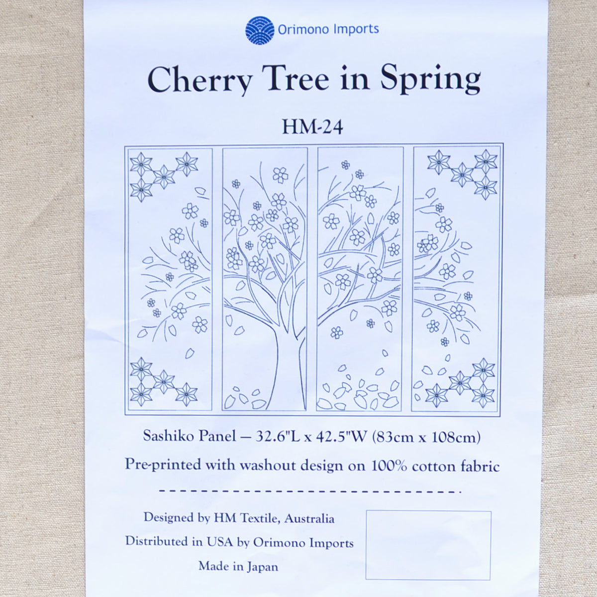 Sashiko Panel, Cherry Tree in Spring - A Threaded Needle