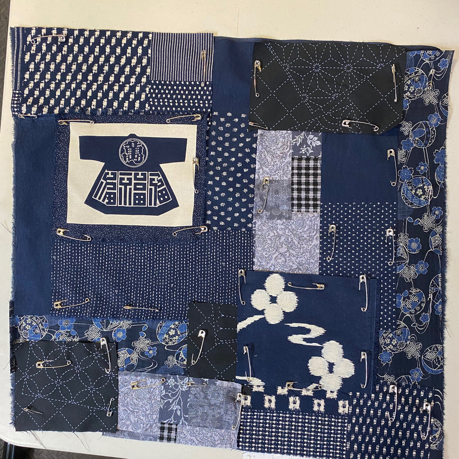 Japanese Wagara Fabric Boro Kit - A Threaded Needle